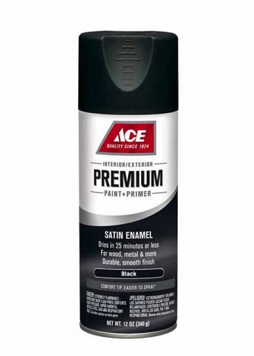 Ace Premium Enamel Spray Paint Satin Black 12 OZ - Colorbank